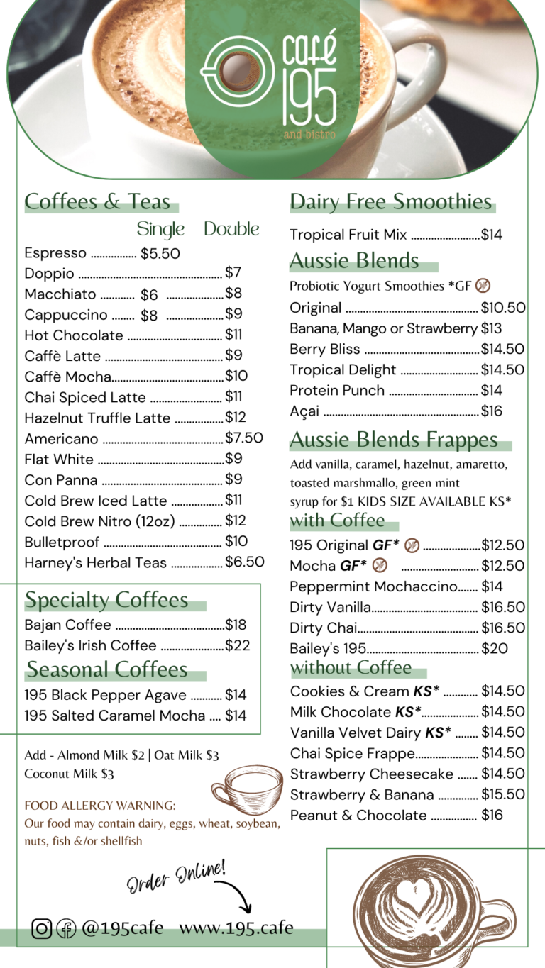 Drinks – Welcome | Café 195 & Bistro