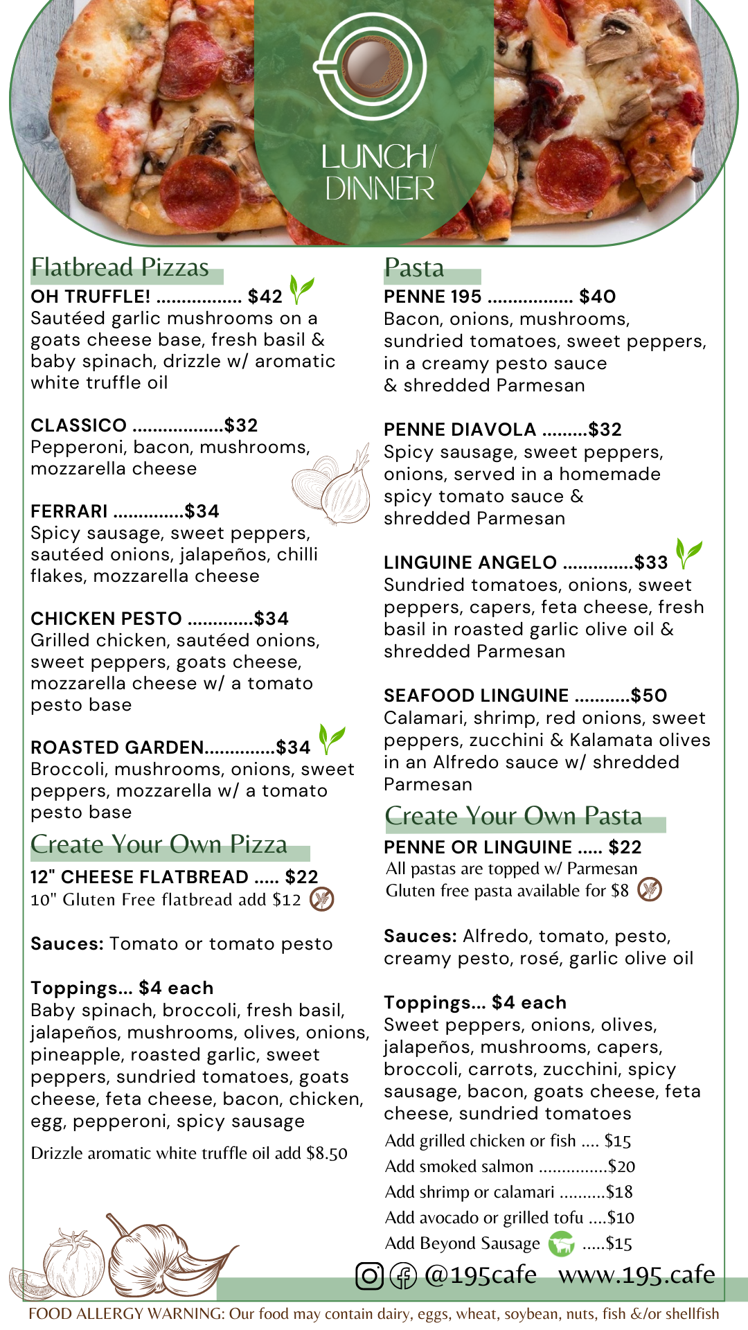 Lunch/Dinner – Welcome | Café 195 & Bistro