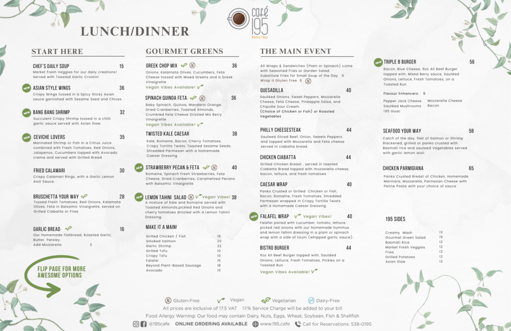 Lunch/Dinner – Welcome | Café 195 & Bistro