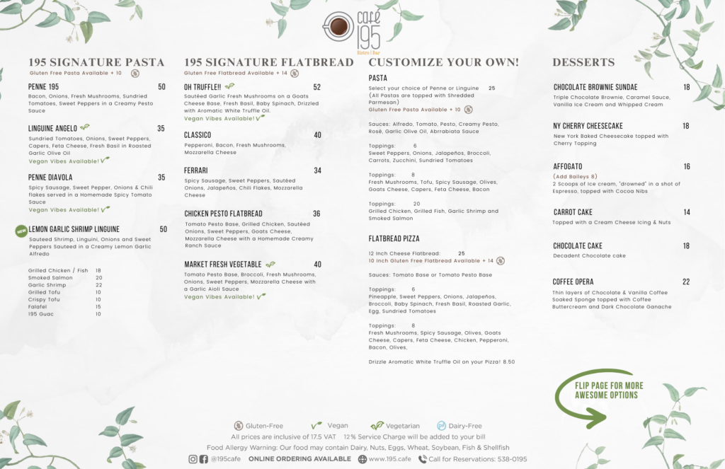 Lunch/Dinner – Welcome | Café 195 & Bistro